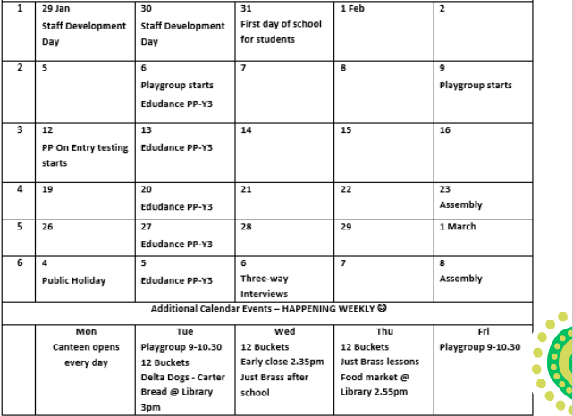 TERM PLANNER North Balga Primary School CALL 08 9442 9000